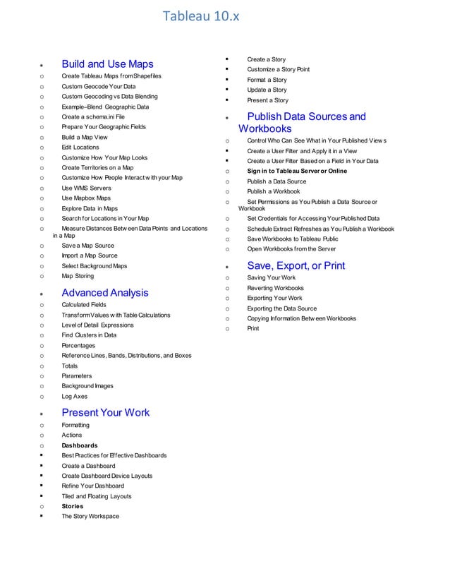Tableau Course syllabus | PDF