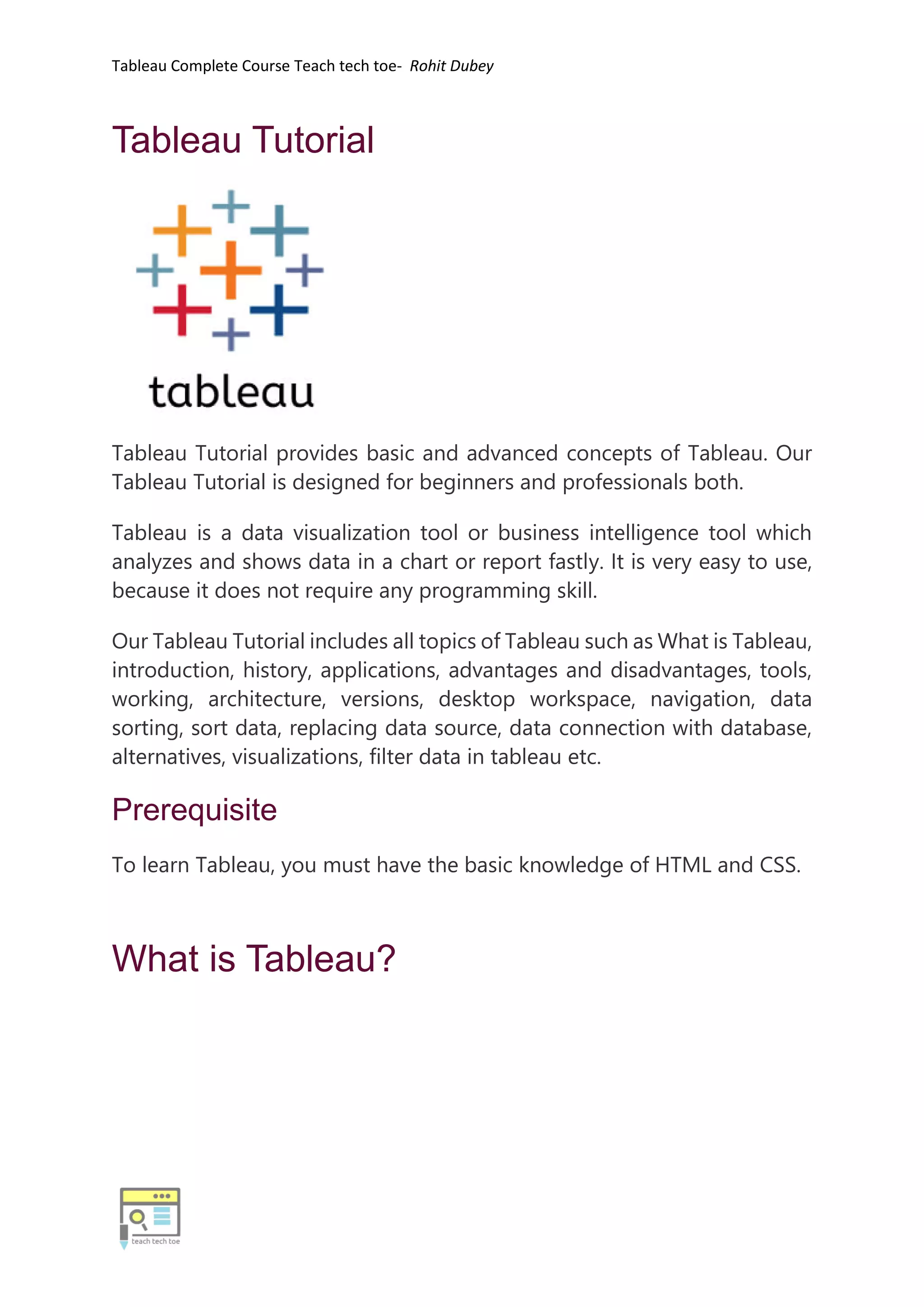 Tableau Tutorial Complete by Rohit Dubey | PDF