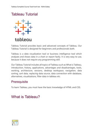 Tableau Tutorial Complete by Rohit Dubey | PDF