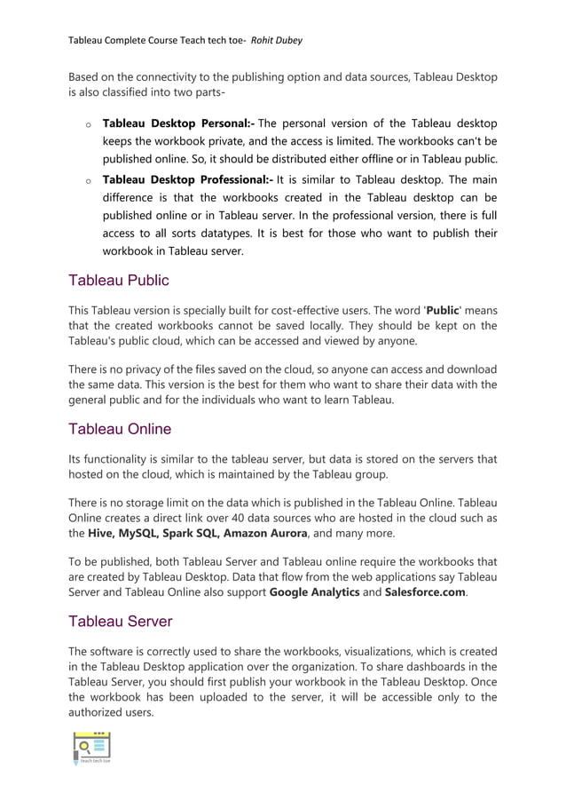 Tableau Tutorial Complete by Rohit Dubey | PDF