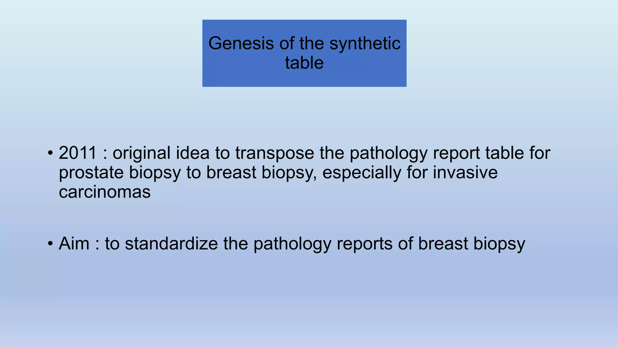 BREAST CANCER : pathology report table for breast carcinomas | PDF