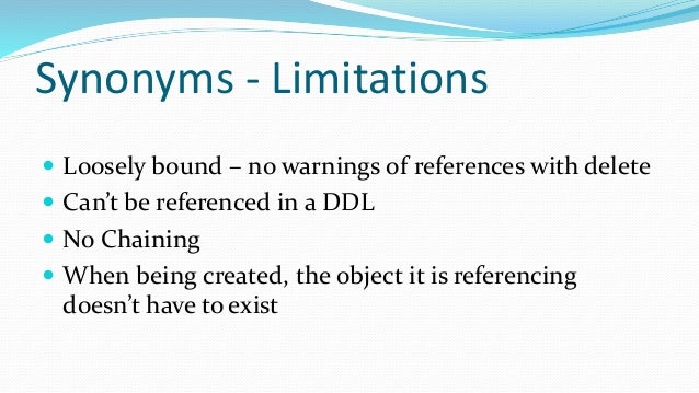 SQL Table Delete and Truncate, Schemas and Synonyms