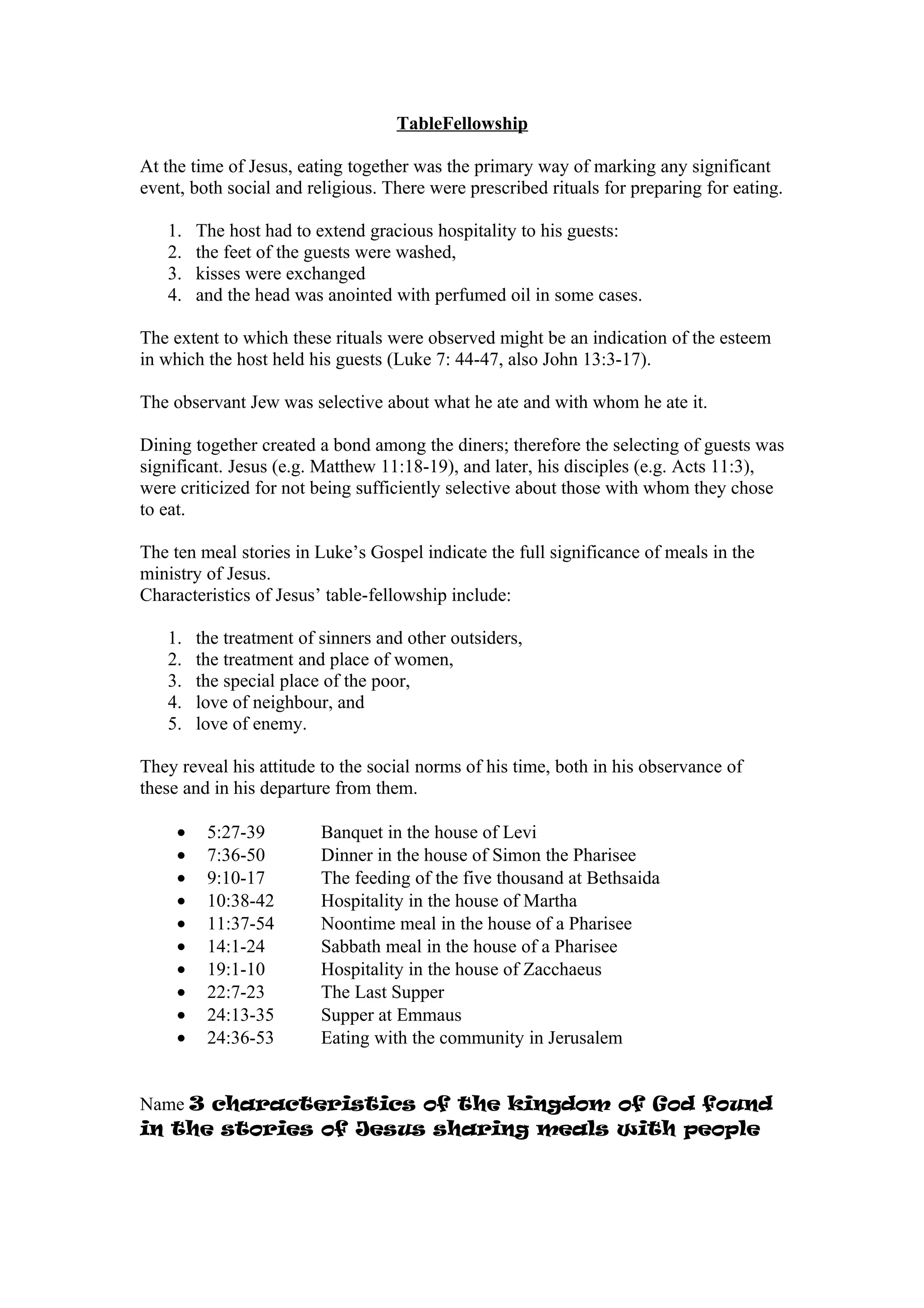 Table fellowship | DOC | Christianity | Religion & Spirituality