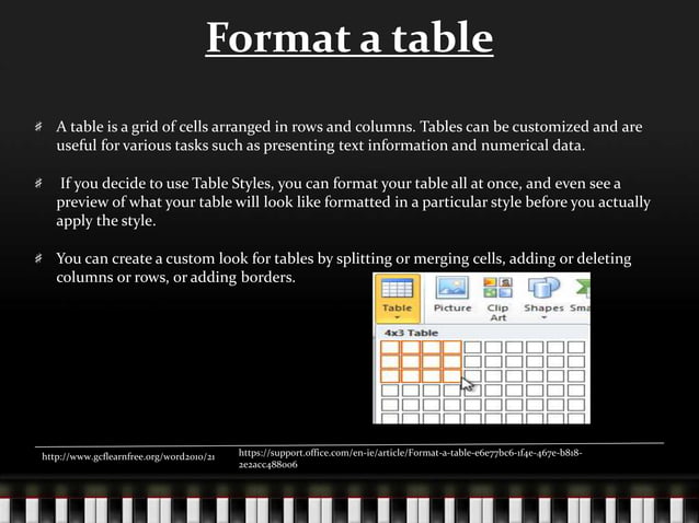 Table formatting | PPTX