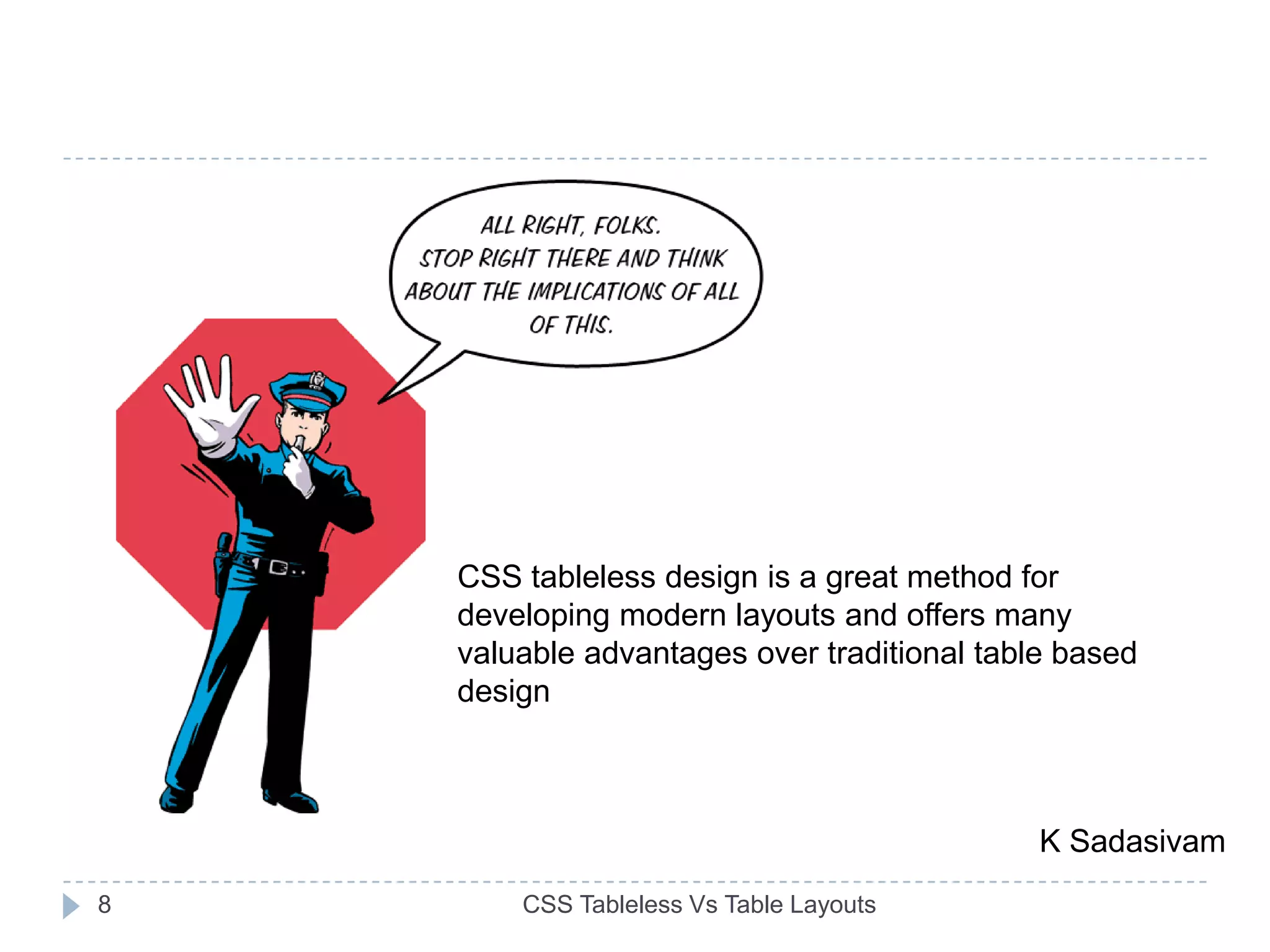 CSS Tableless Vs Table Layouts | PPT