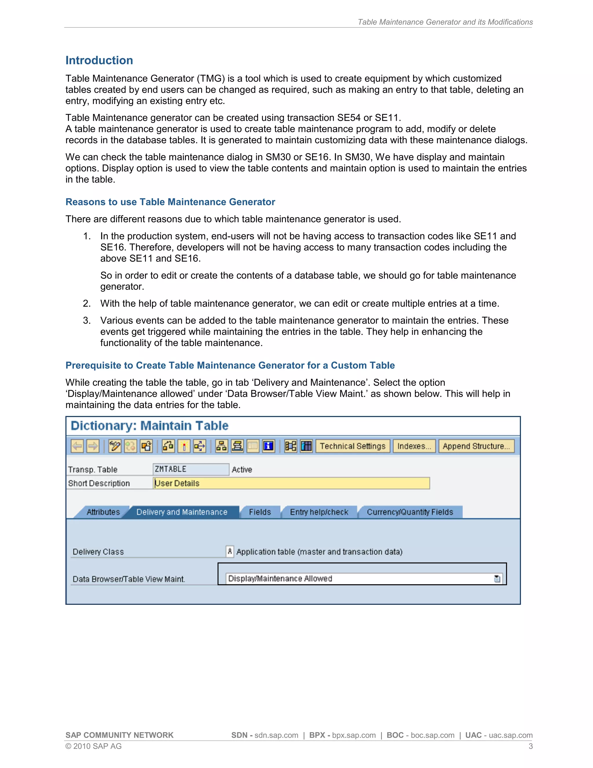Table maintenance generator and its modifications | PDF