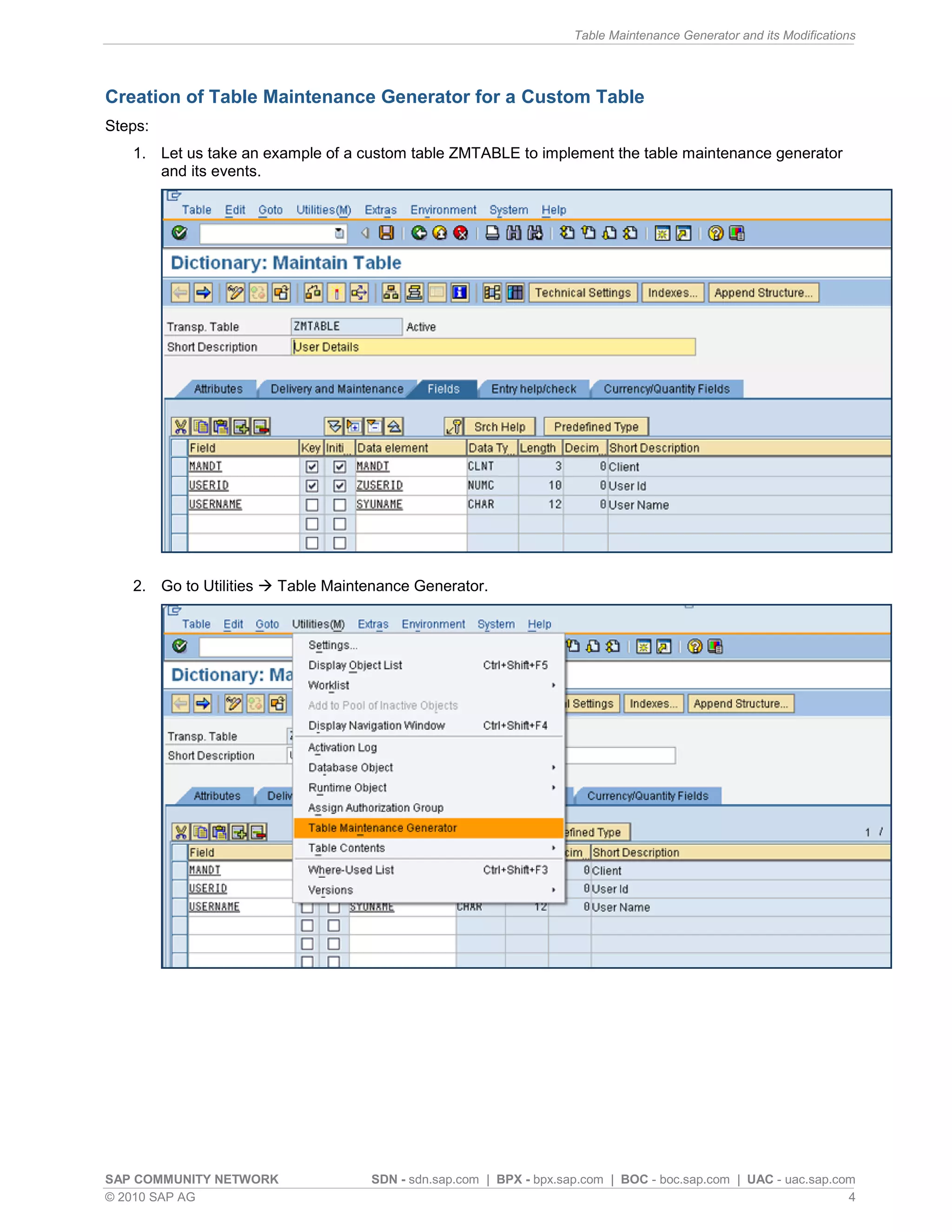 Table maintenance generator and its modifications | PDF