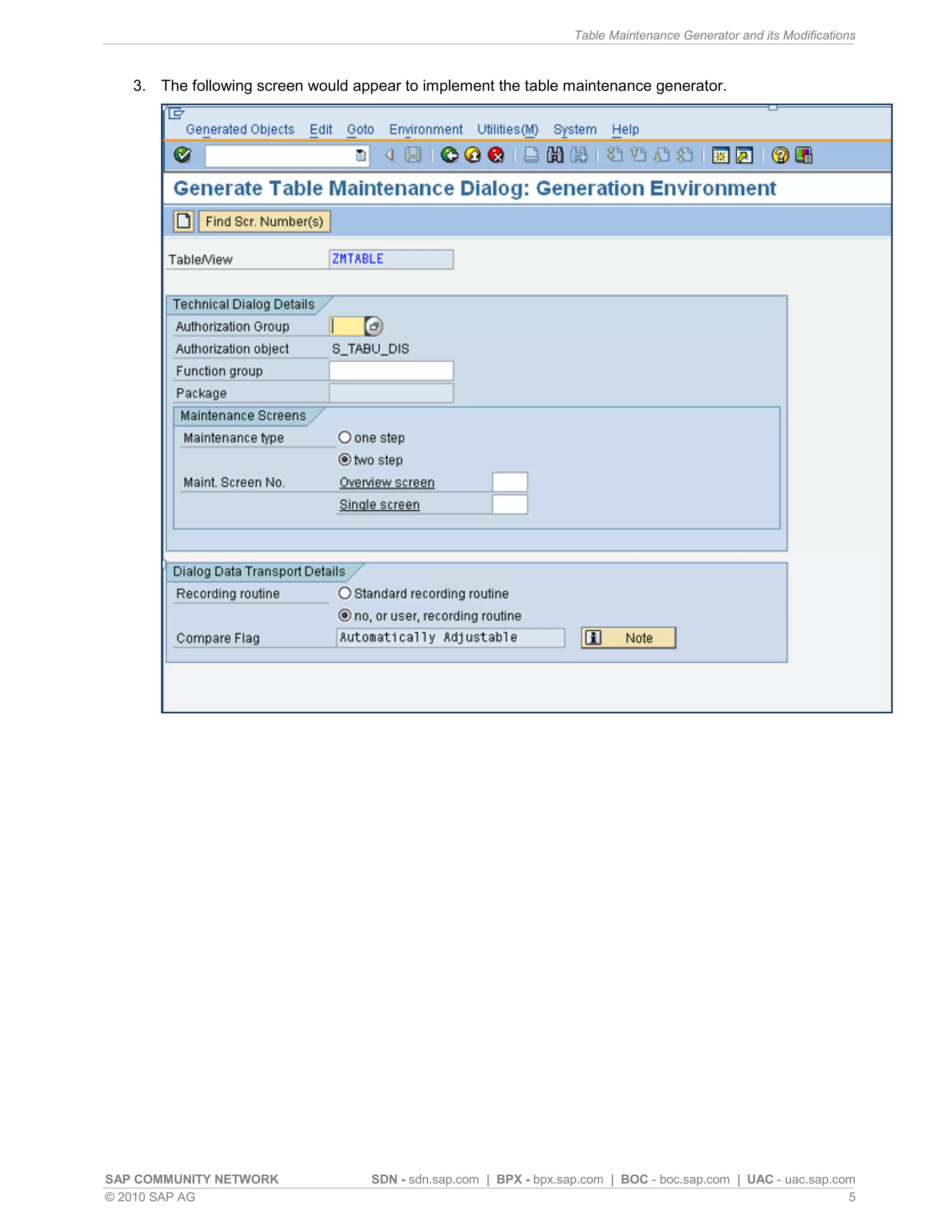 Table maintenance generator and its modifications | PDF