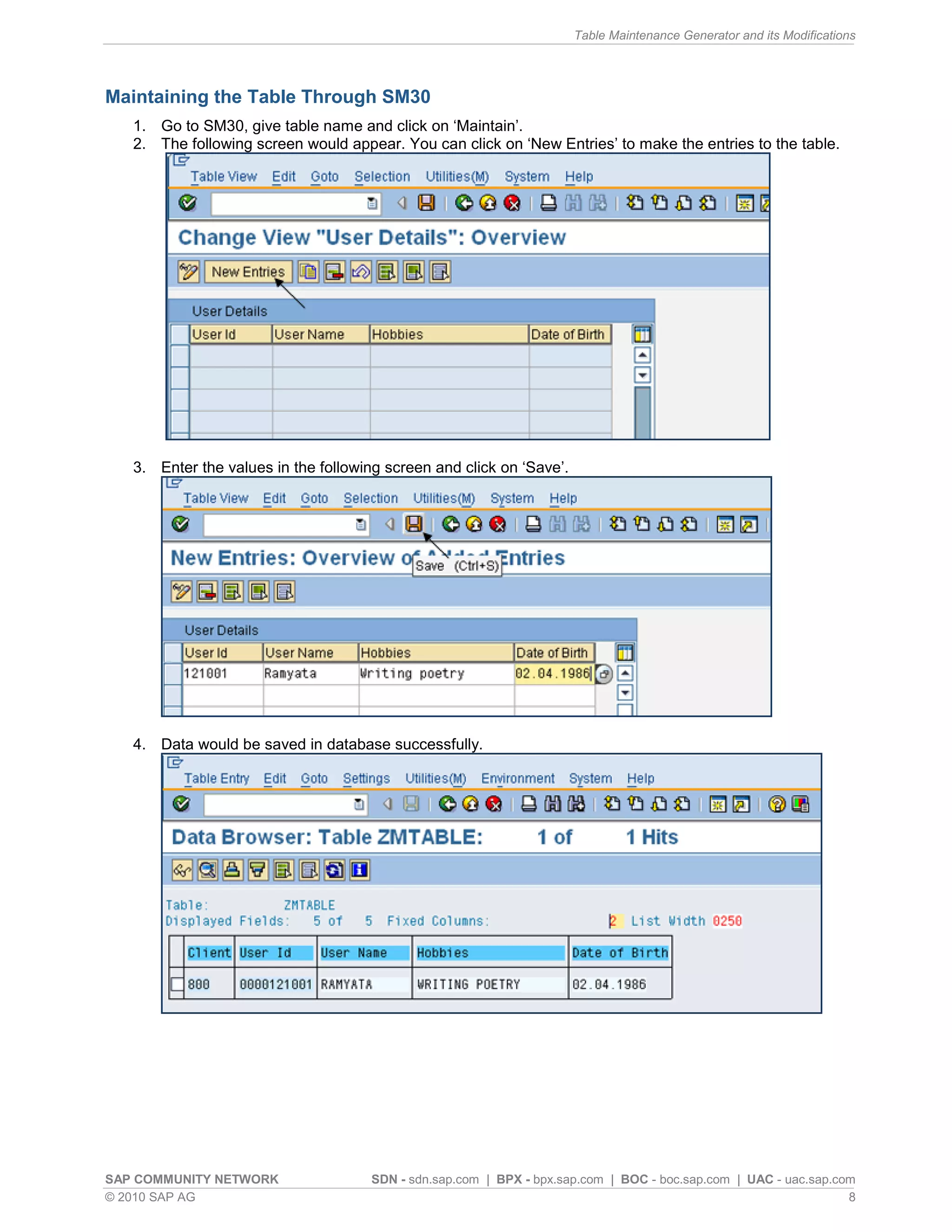 Table maintenance generator and its modifications | PDF