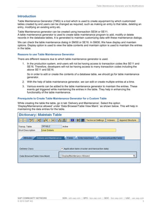 Table maintenance generator and its modifications | PDF