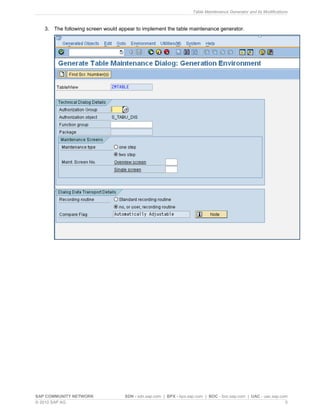 Table maintenance generator and its modifications | PDF