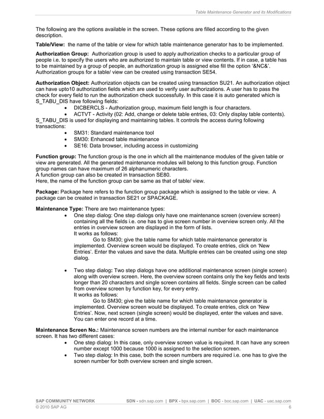 Table Maintenance Generator And Its Modifications Pdf