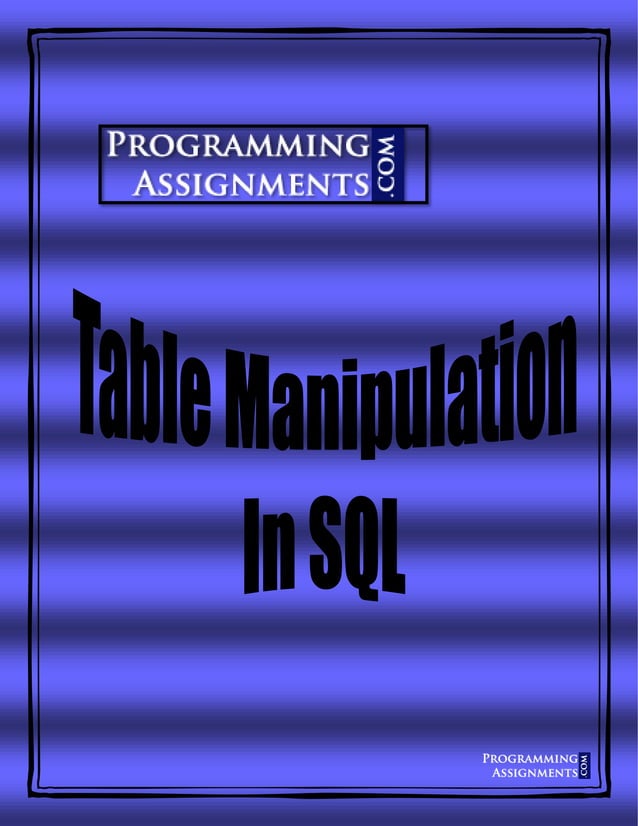 Sql Programming Assignment Help Pdf