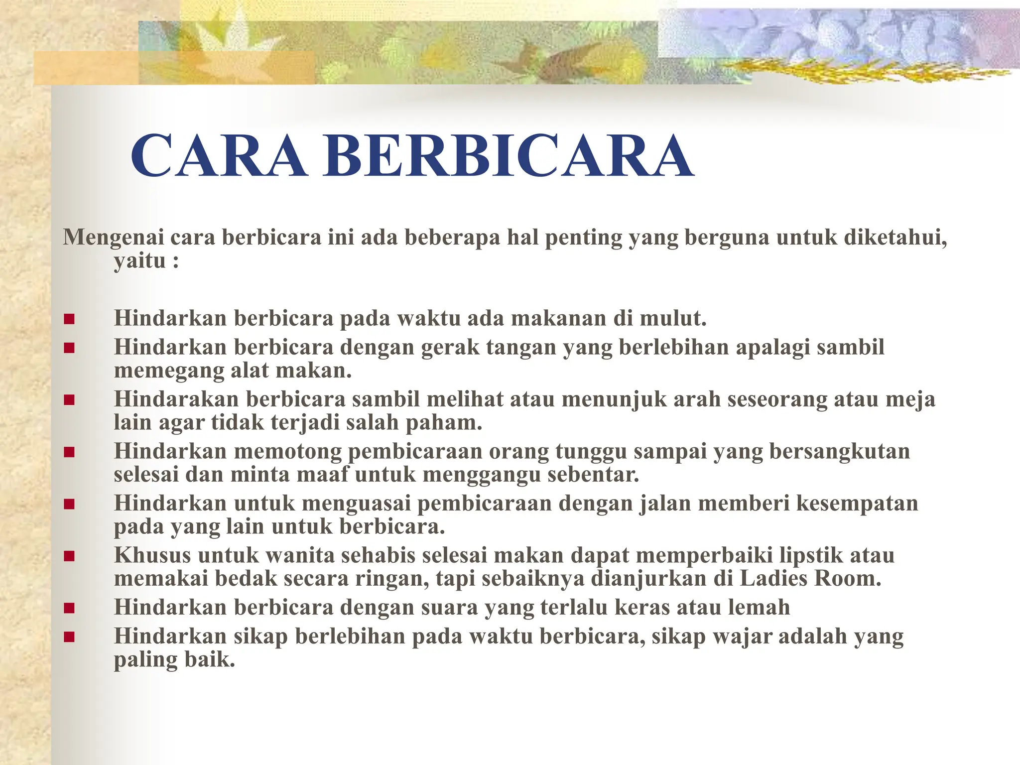 Power point TABLE MANNER berbahasa indonesia | PPT