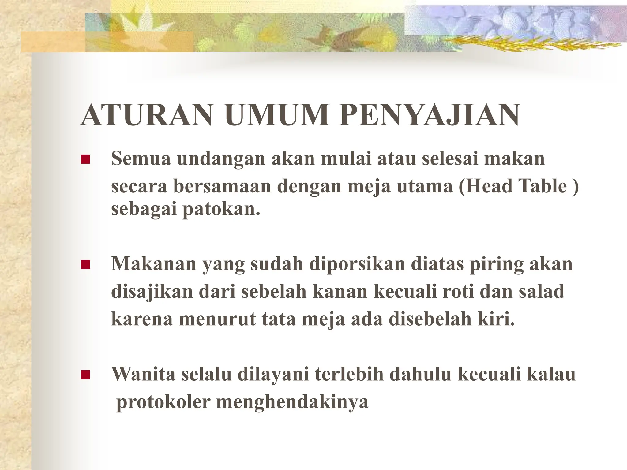 Power point TABLE MANNER berbahasa indonesia | PPT