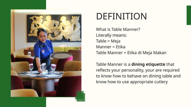 TABLE MANNER Brief Training Course, handy guideline for trainer | PPT