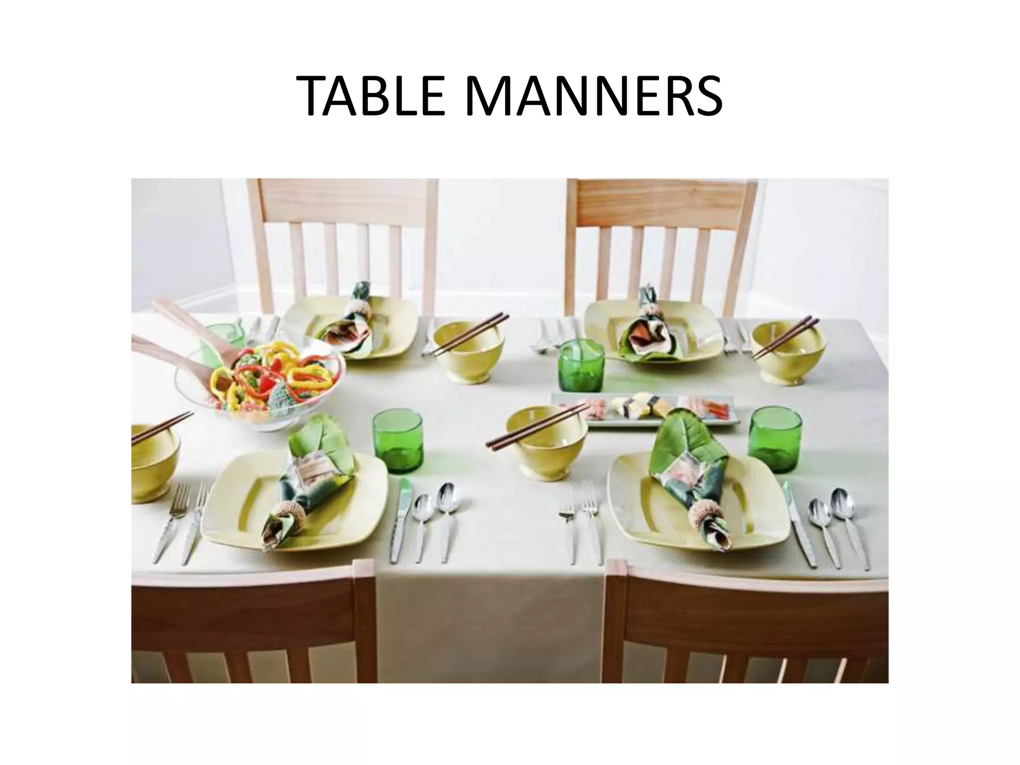 Table manners/Modales en la mesa | PPTX