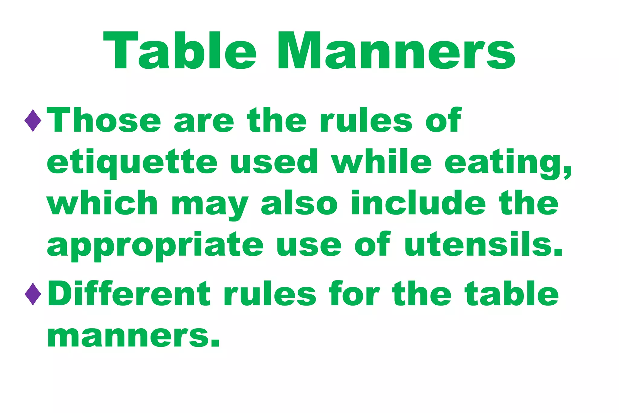 Table manners | PPTX