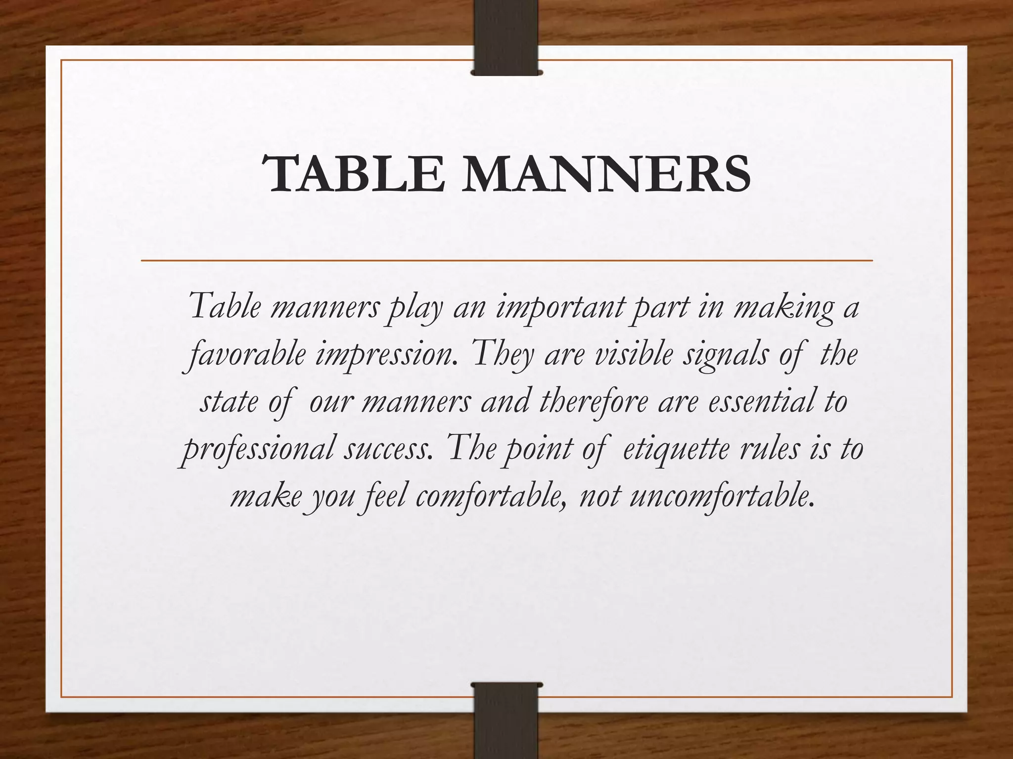 Table manners | PPT