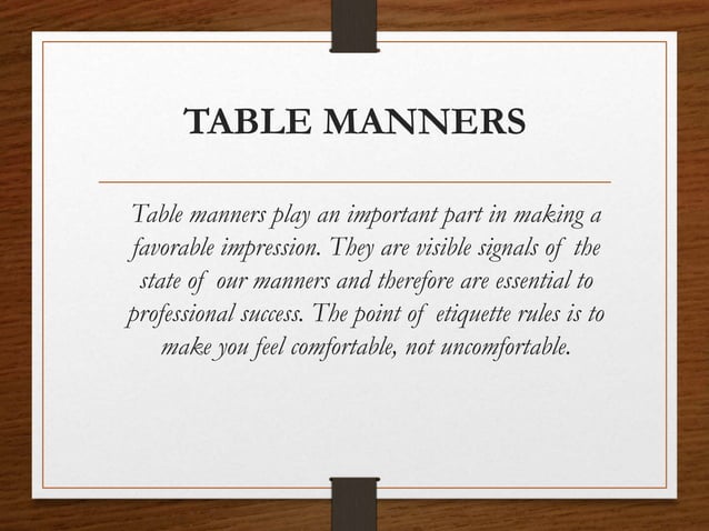 Table manners | PPT | Food & Drink