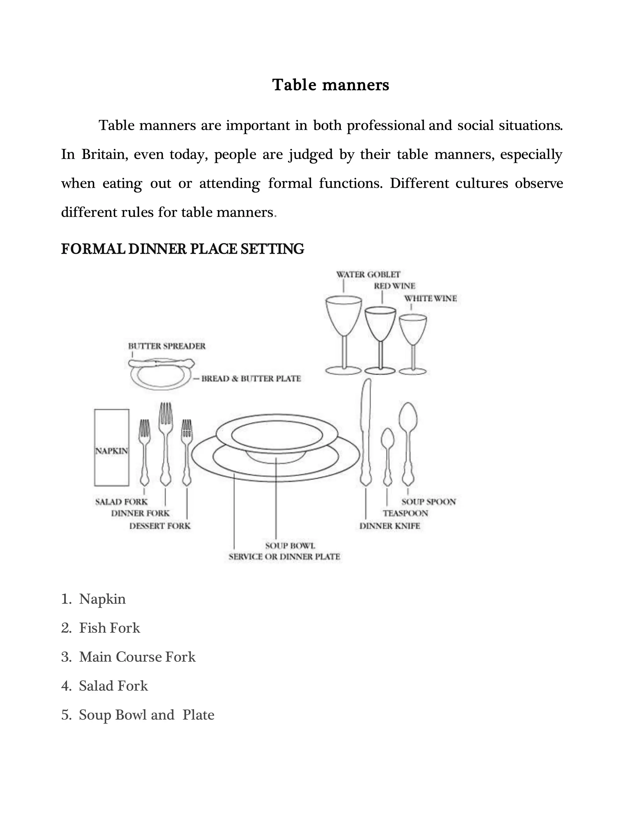 Table Etiquette Pdf at Sam Moonlight blog