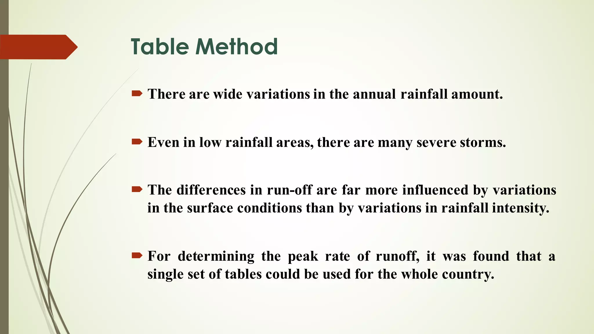 Estimation of runoff by table method | PDF