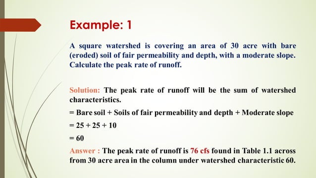 Estimation of runoff by table method | PDF