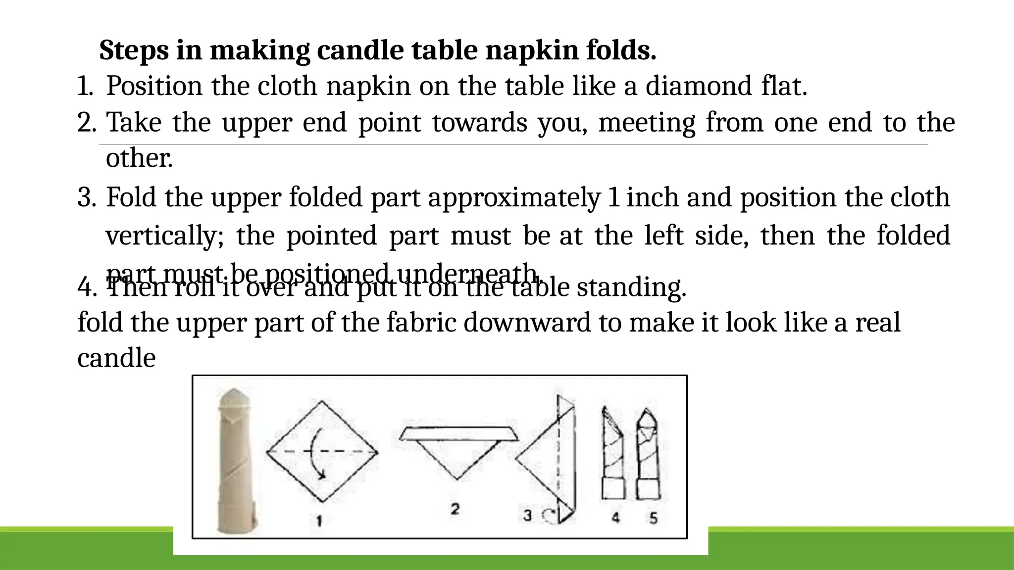 TABLE NAPKIN FOLDING grade 7 tle folding | PPTX