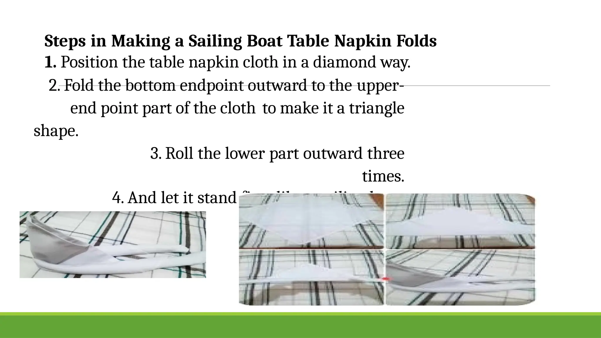 TABLE NAPKIN FOLDING grade 7 tle folding | PPTX