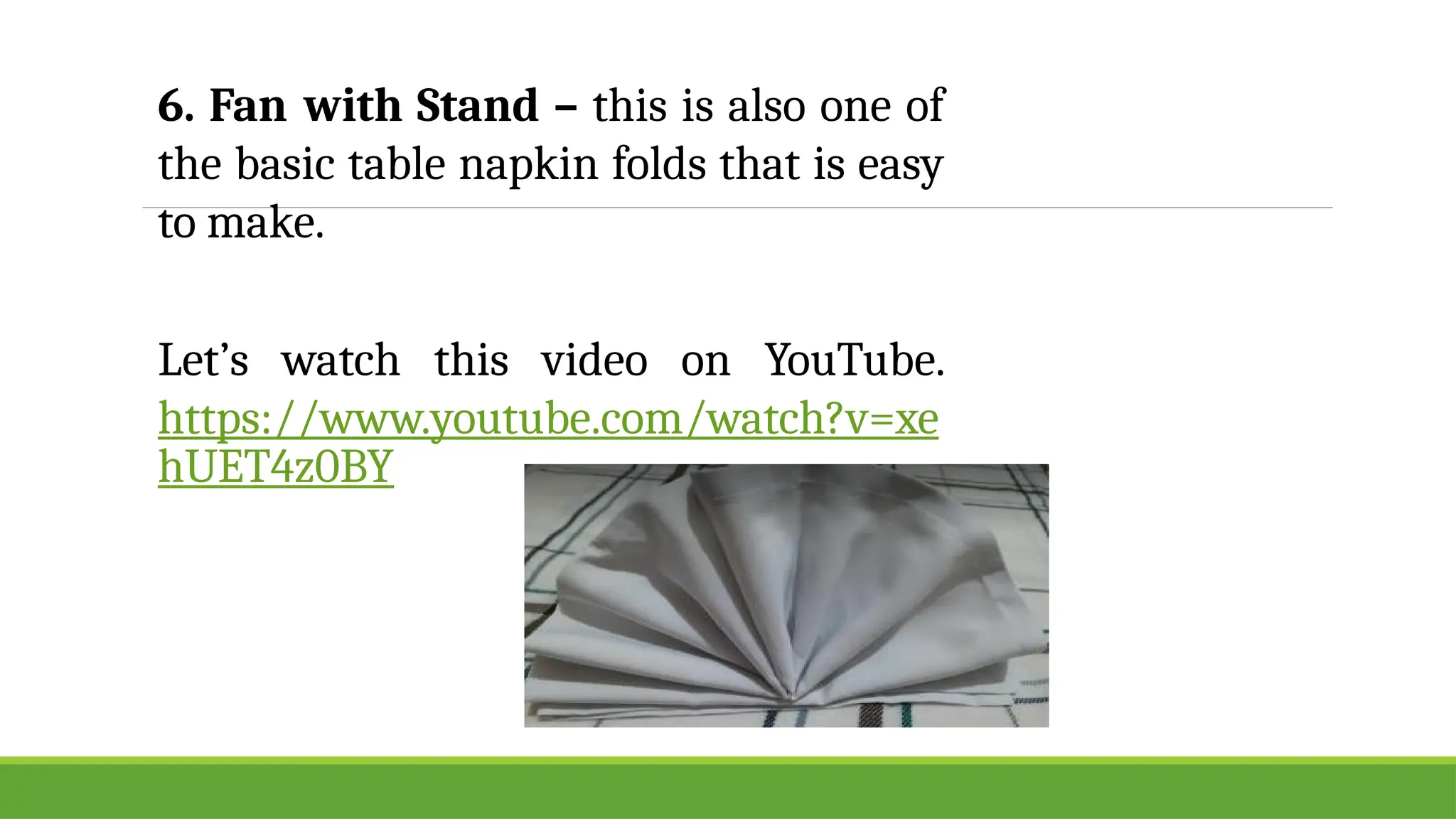 TABLE NAPKIN FOLDING grade 7 tle folding | PPTX