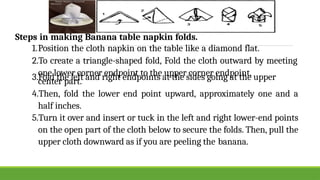 TABLE NAPKIN FOLDING grade 7 tle folding | PPTX