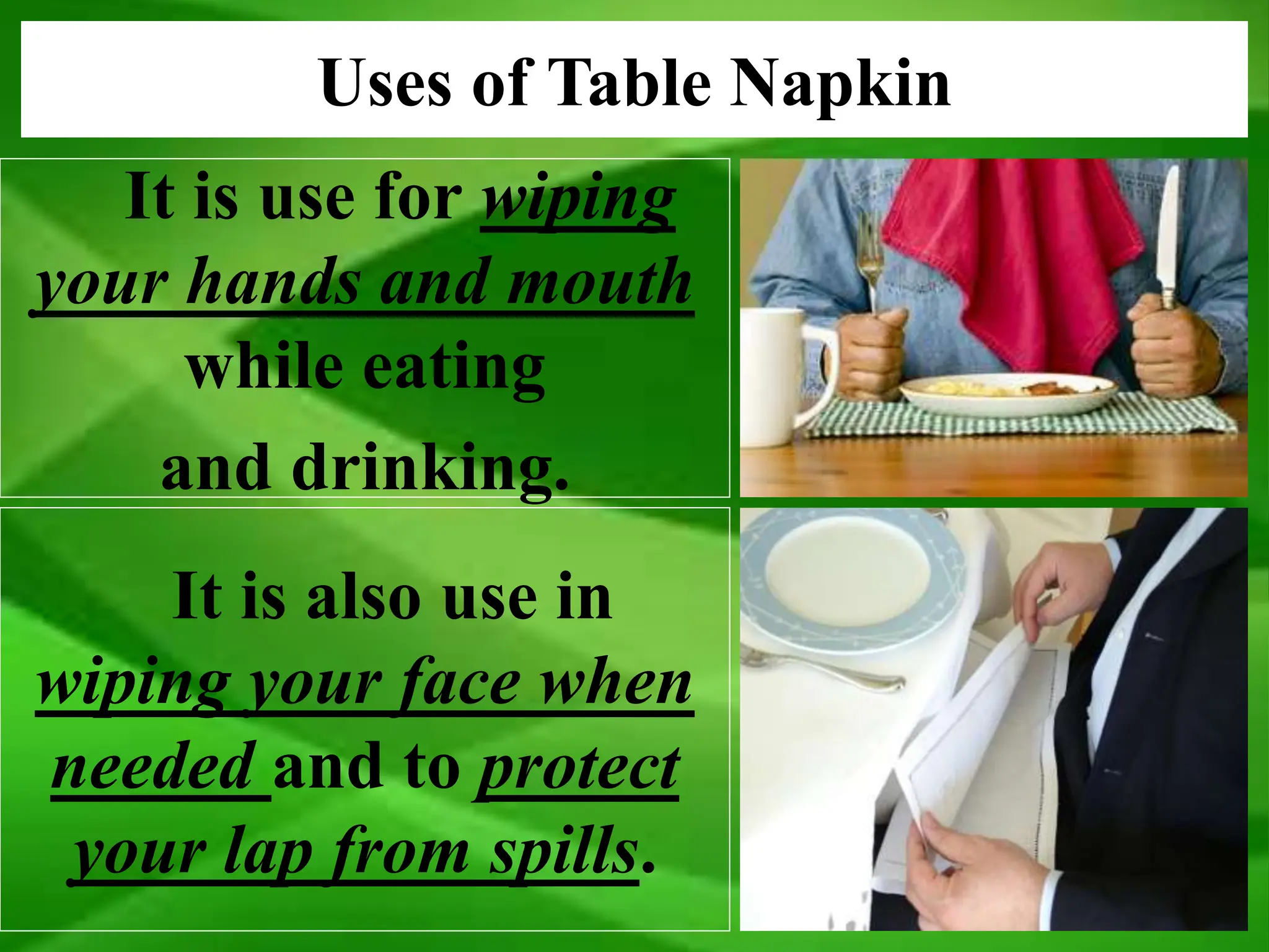 Table Napkin Folding food beverage service | PPTX