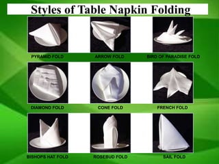 Table Napkin Folding food beverage service | PPT