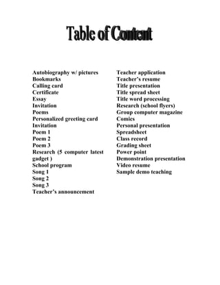 Table Of Content | DOC