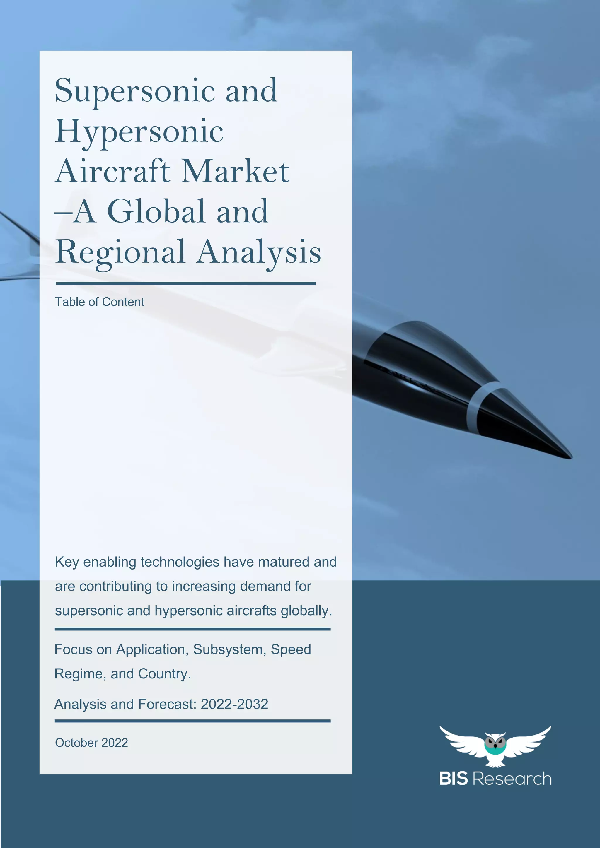 Supersonic and Hypersonic Aircraft Market Value to Reach $5,400.4 Million by 2032 | PDF