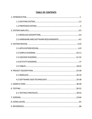Table of contents | DOCX | Computer Software and Applications | Computing