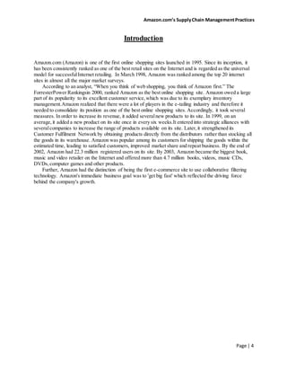 Amazon.com’s Supply Chain Management Practices | DOCX | Logistics ...