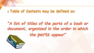 Table of Contents | PPT