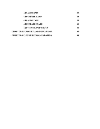 Table of contents on blood bank management system | PDF