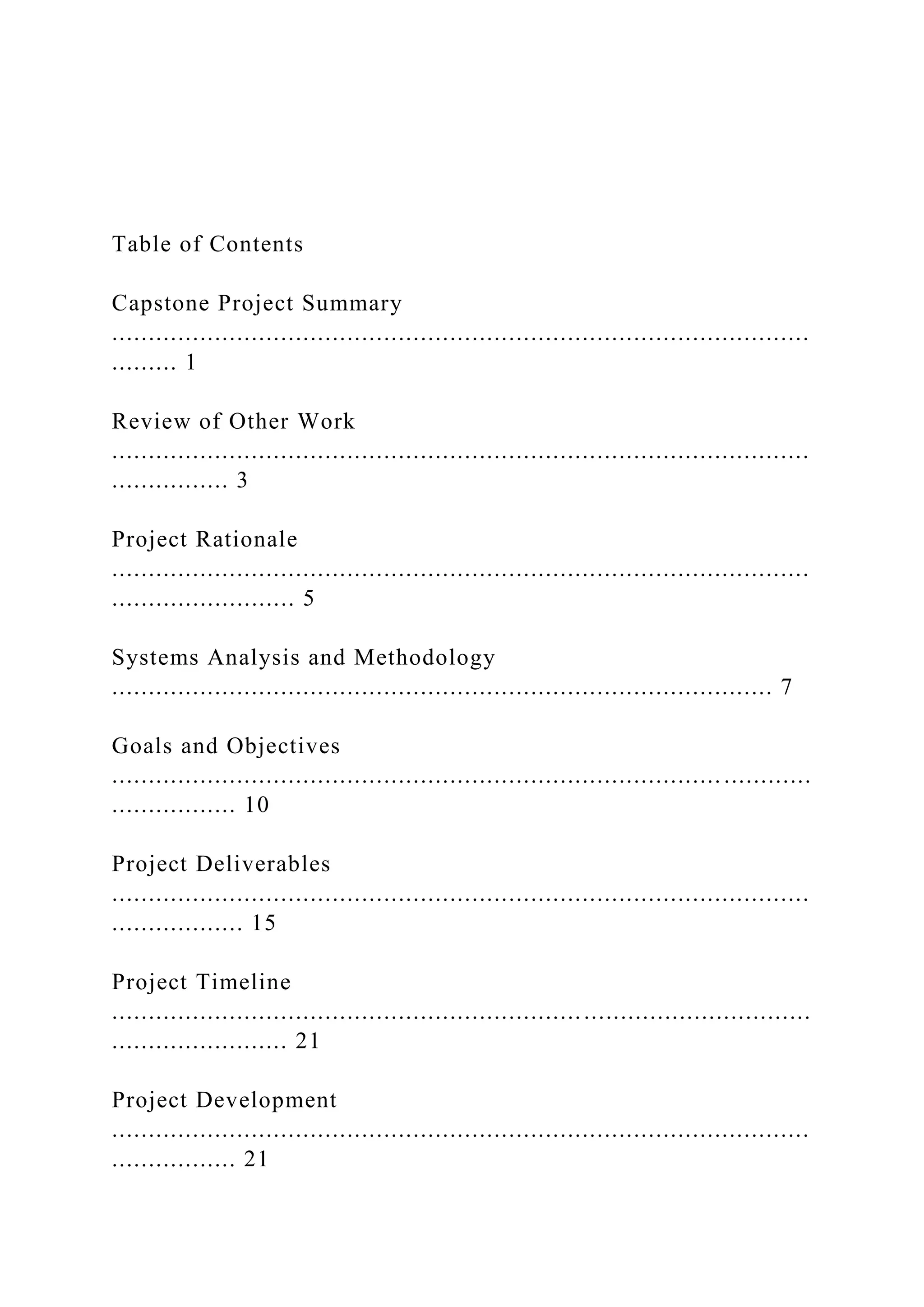 Table of Contents Capstone Project Summary ................docx