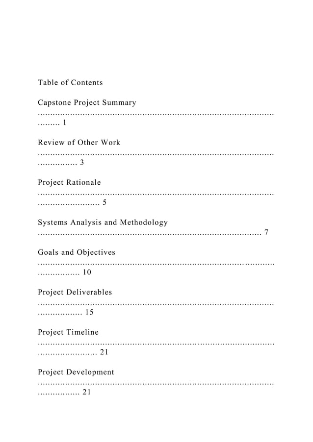 Table of Contents Capstone Project Summary ................docx