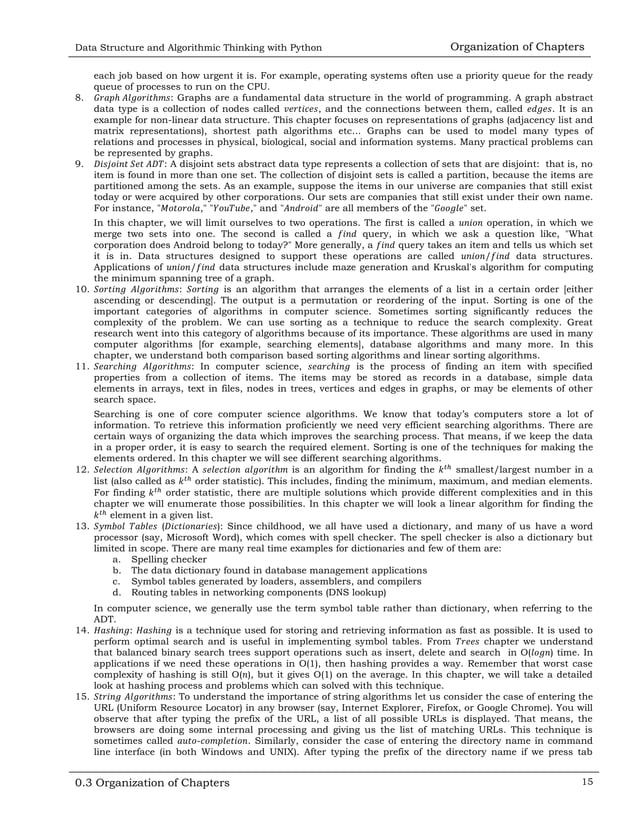 Table Of Contents Data Structure And Algorithmic Thinking With Python Pdf 1825