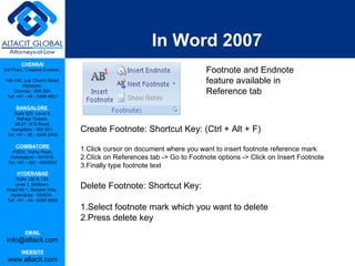 Table of contents, footnote & endnote in ms word | PPT