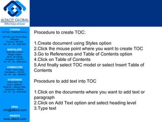 Table of contents, footnote & endnote in ms word | PPT