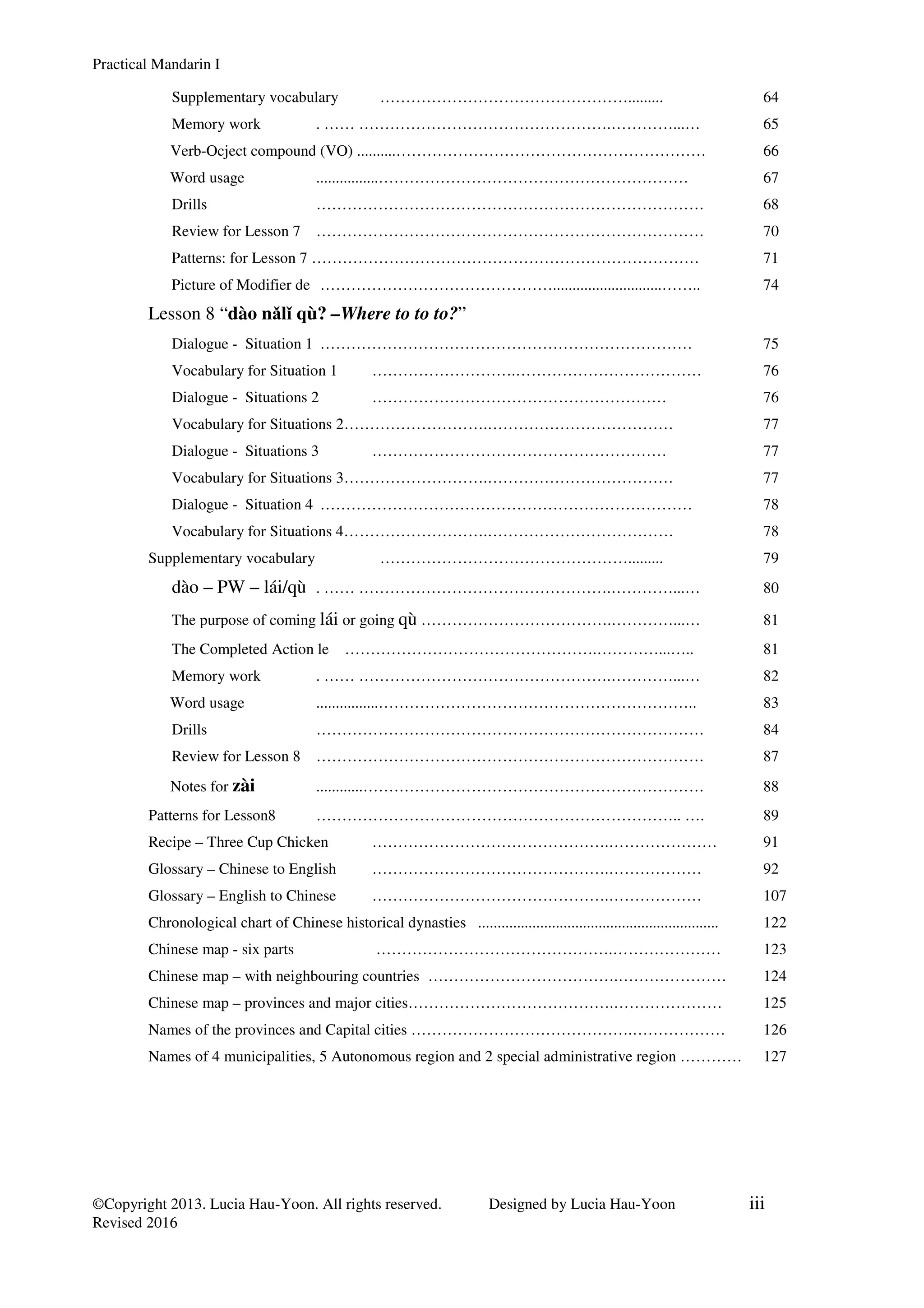 Mandarin Beginners Course - Table of Contents | PDF