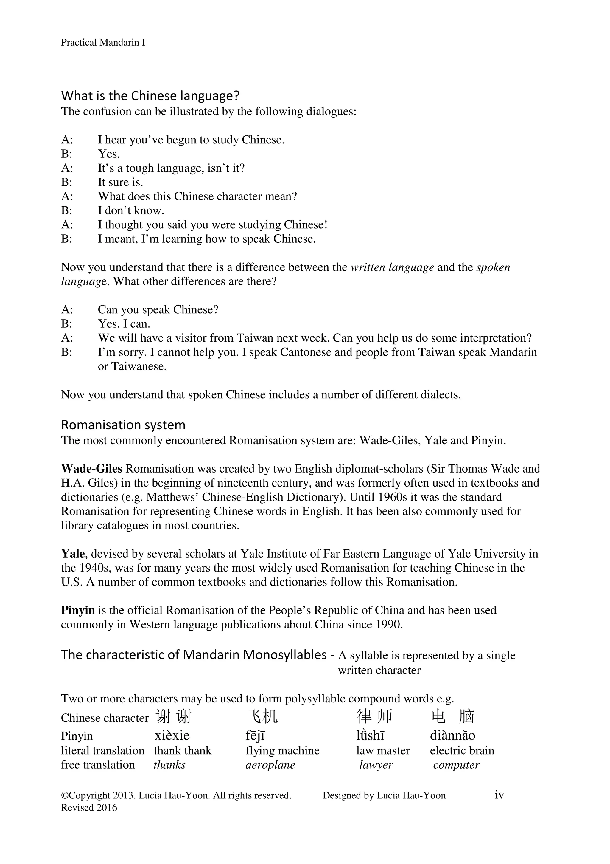 Mandarin Beginners Course - Table of Contents | PDF