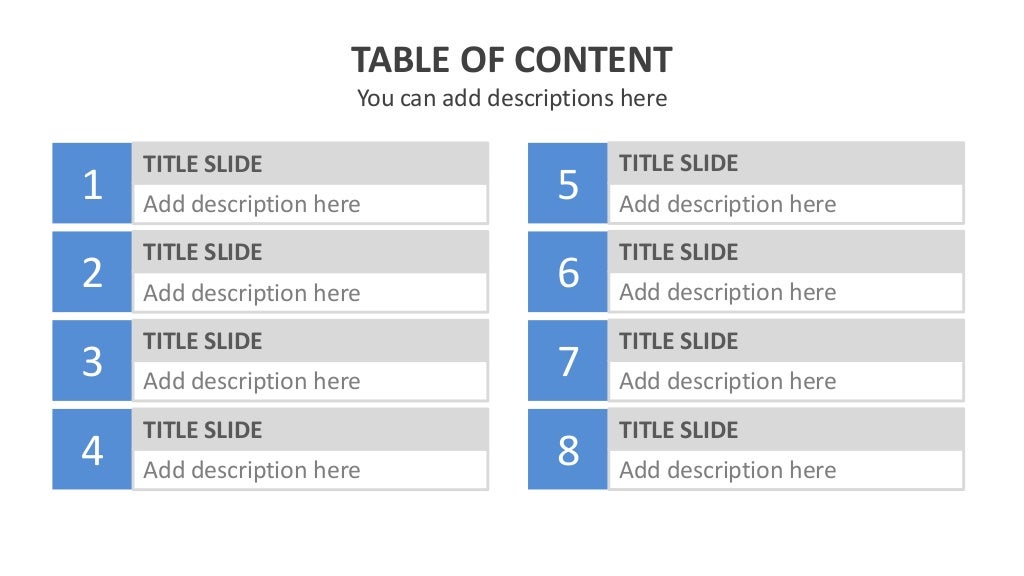 Template Powerpoint Table Of Content 