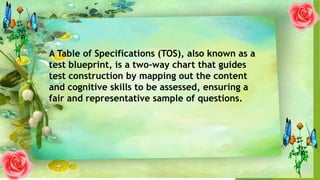 Table of Specification powerpoint presentation | PPTX