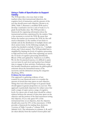 Table of specification | DOCX
