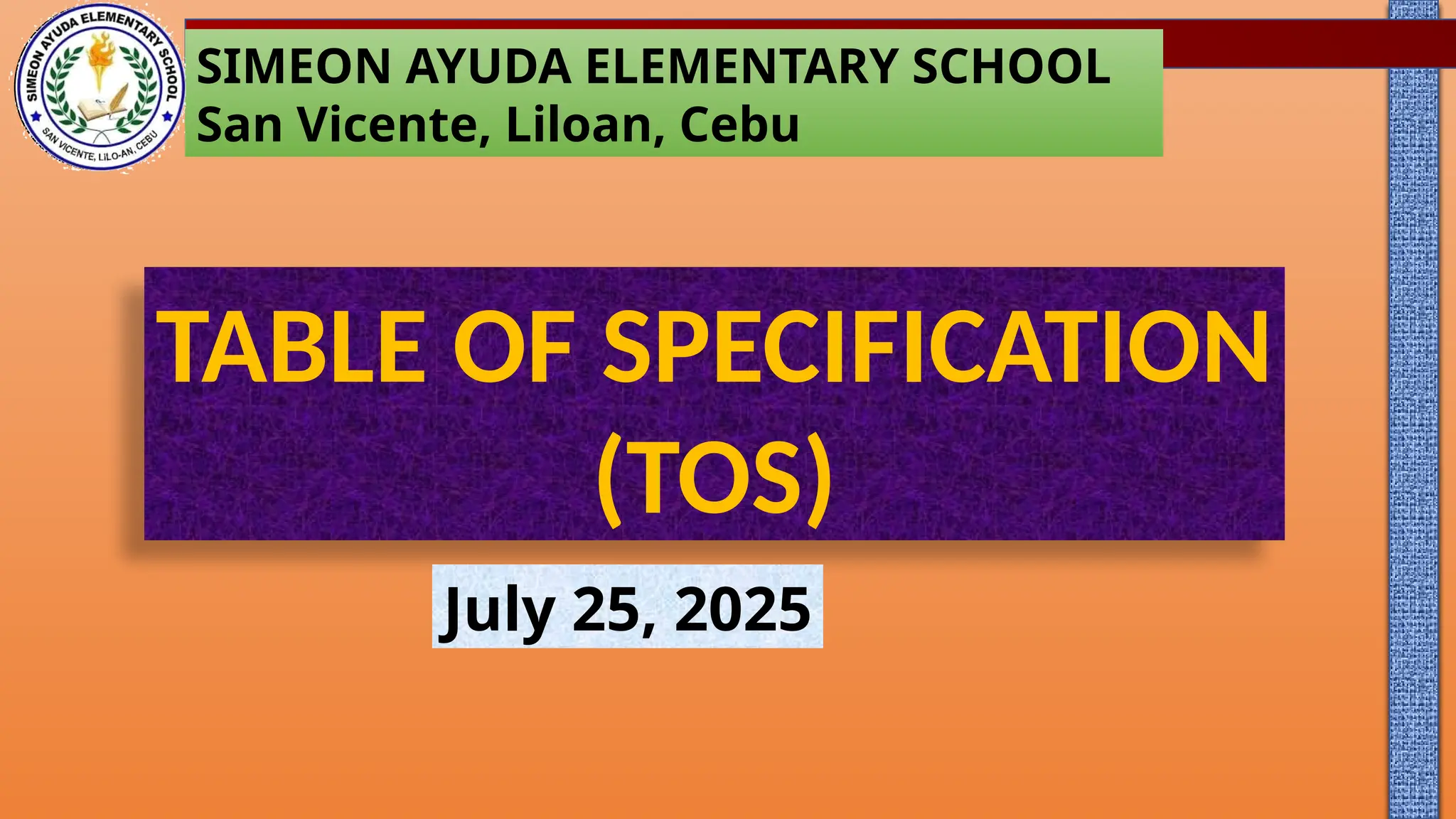 TABLE OF SPECIFICATION for Any subject from Grade 1 to 12.pptx